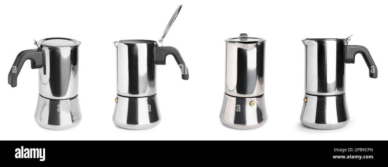 Set of geyser coffee maker on white background Stock Photo - Alamy
