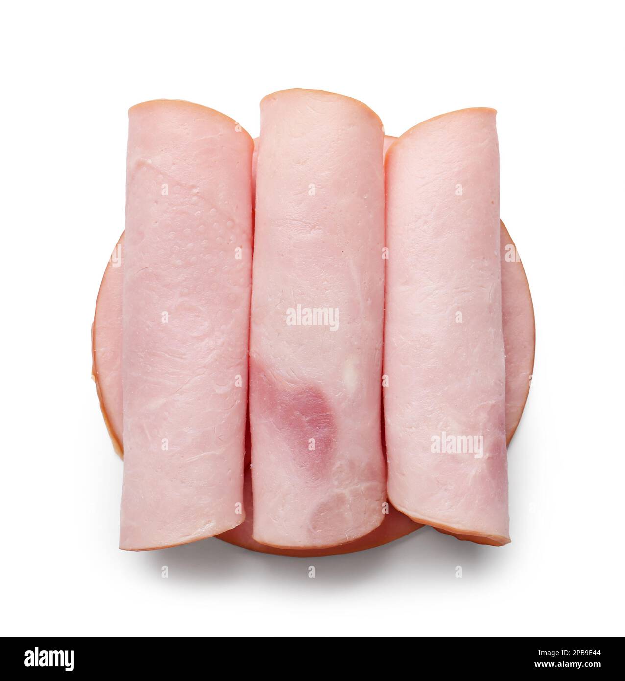 Delicious ham slices isolated on white background Stock Photo - Alamy