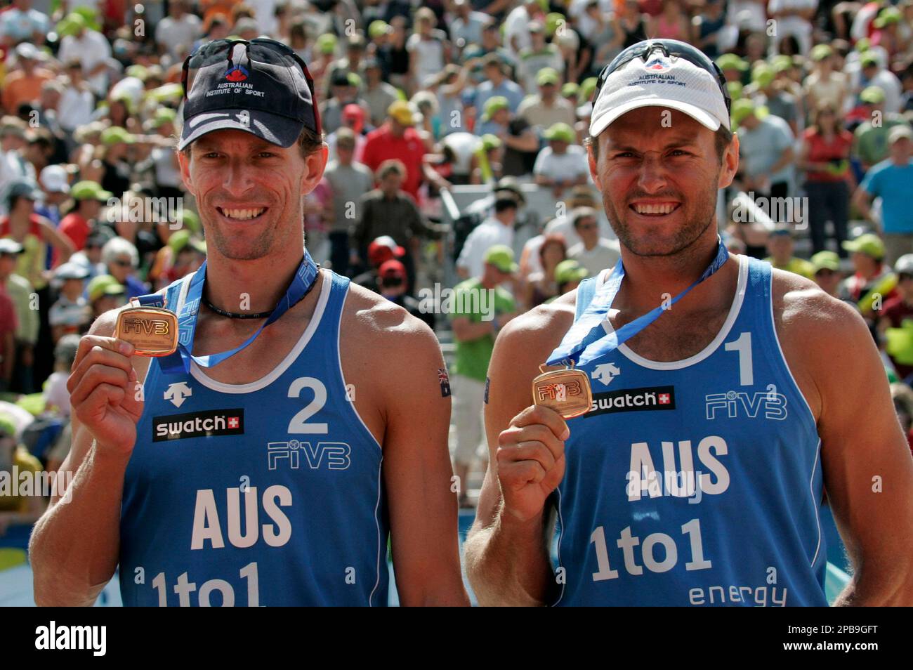 Australia's bronze medal winner Josh Slack, left, and Andrew Schacht ...