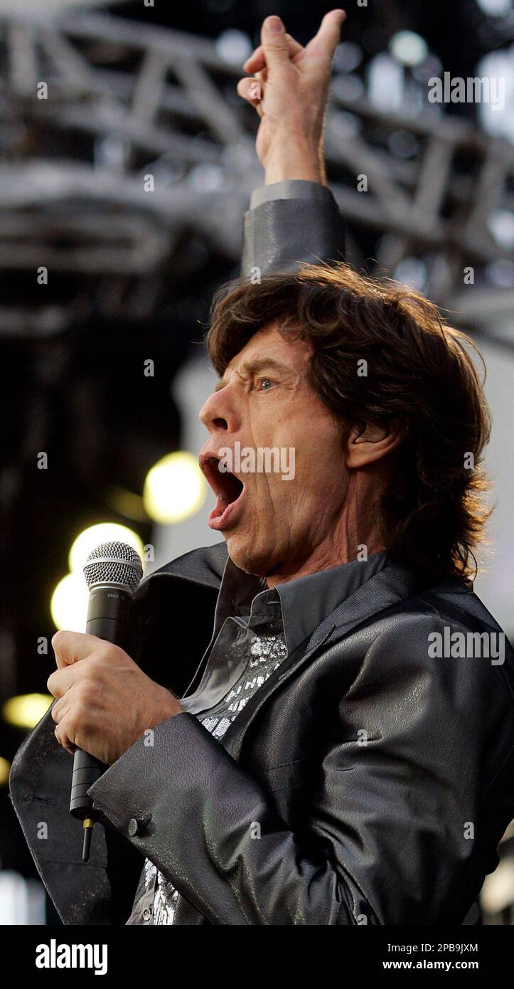 The Rolling Stones lead singer Mick Jagger performs during a concert on ...