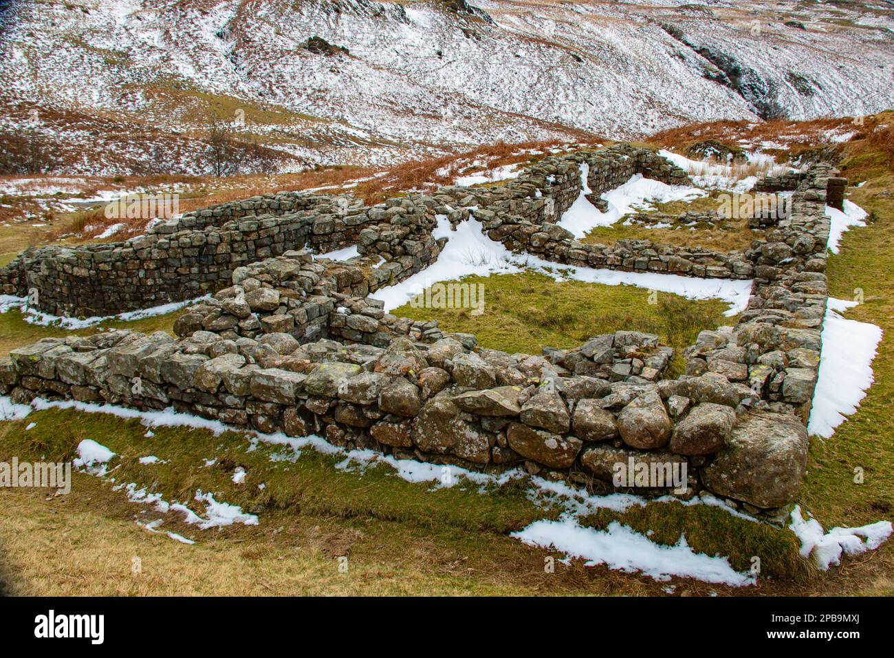 Roman Fort ruins on Hardknott Pass, Lake District National Park ...