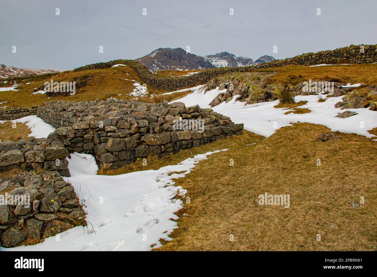 Roman Fort ruins on Hardknott Pass, Lake District National Park ...