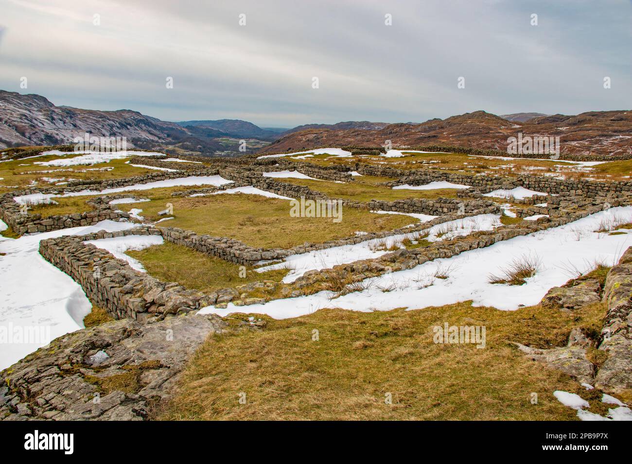Roman Fort ruins on Hardknott Pass, Lake District National Park ...