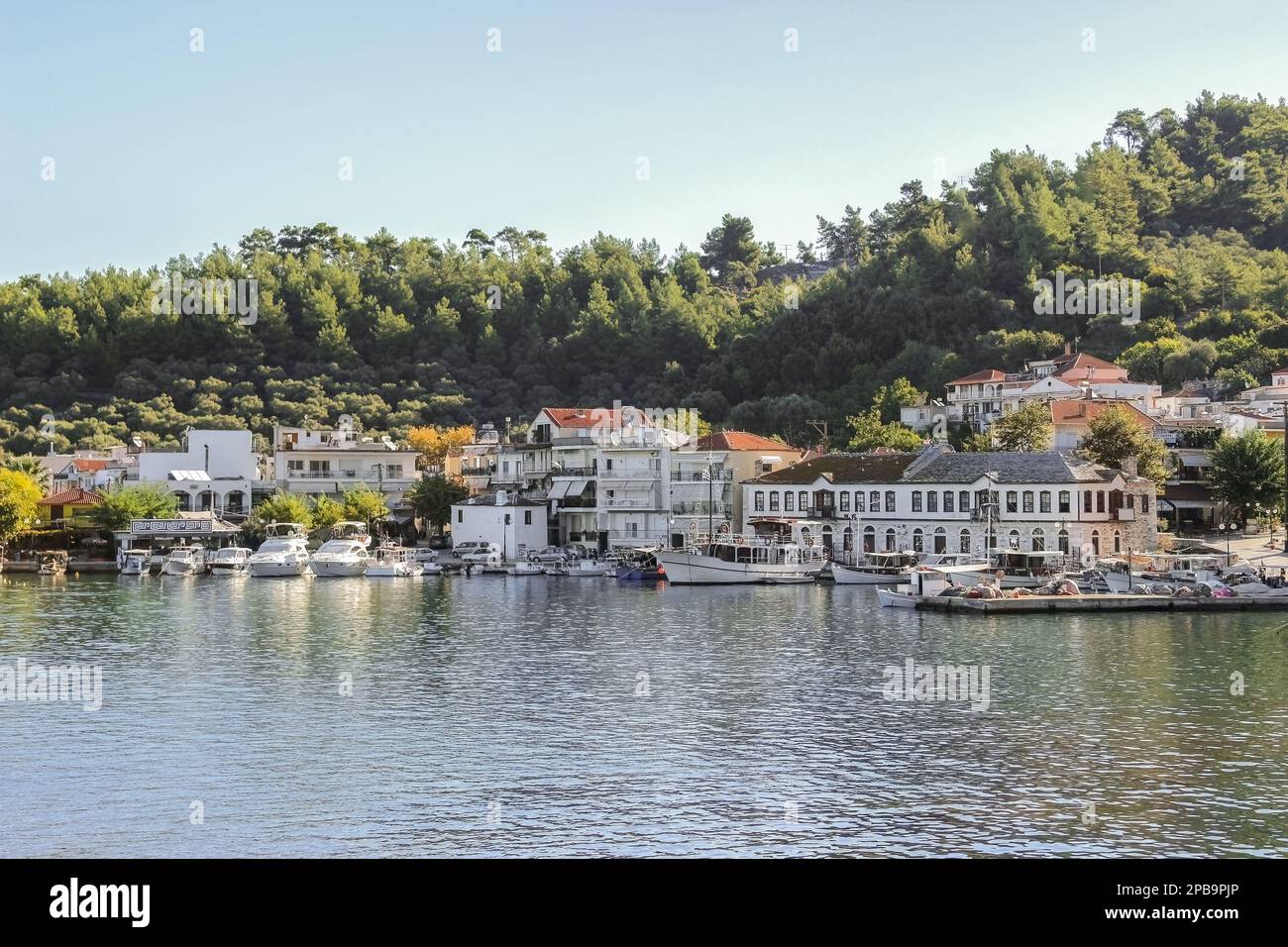 Limenas Port of Thasos or Thassos Greek island in the North Aegean Sea ...