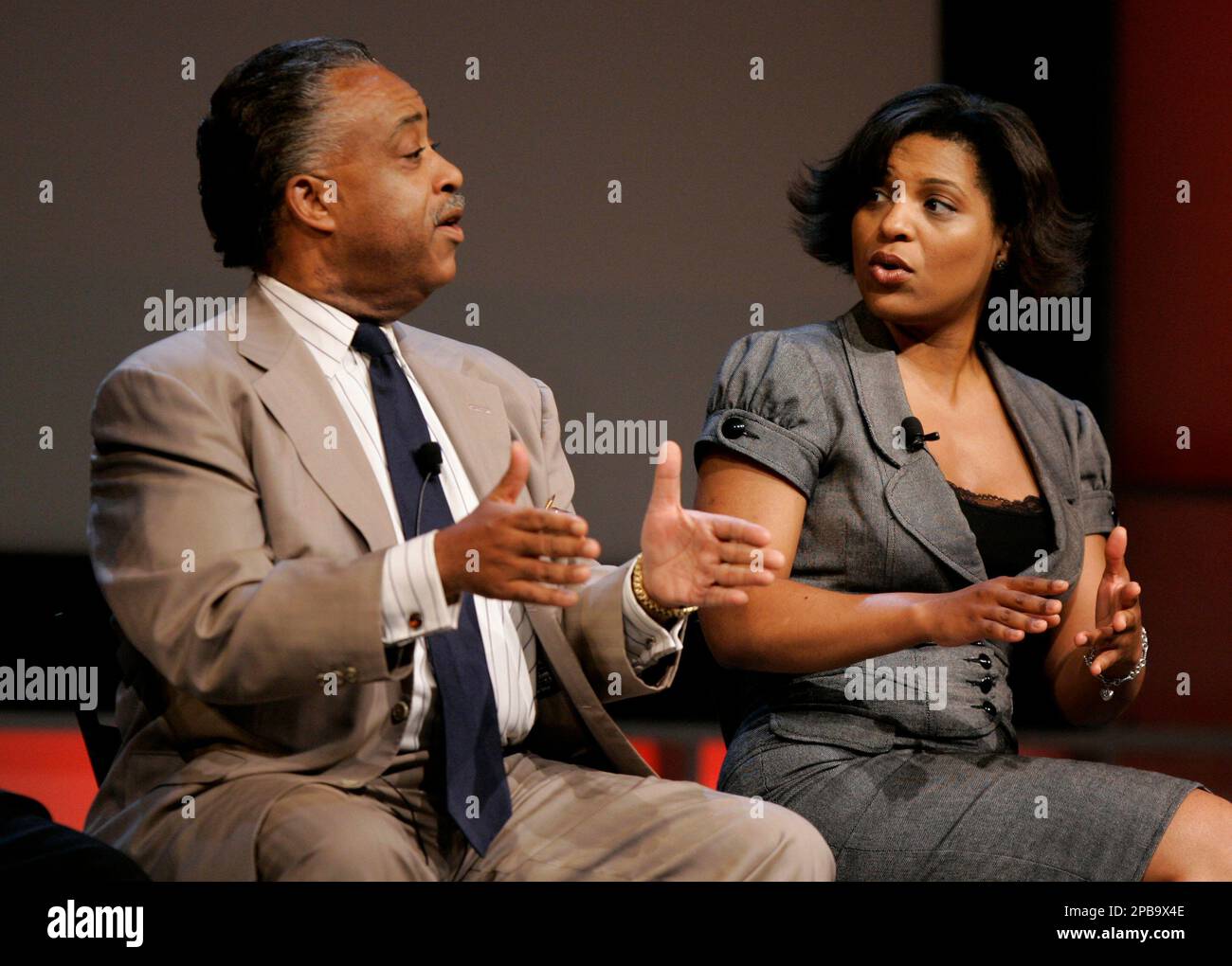 The Rev. Al Sharpton, left, and Republican strategist Tara Wall speak ...