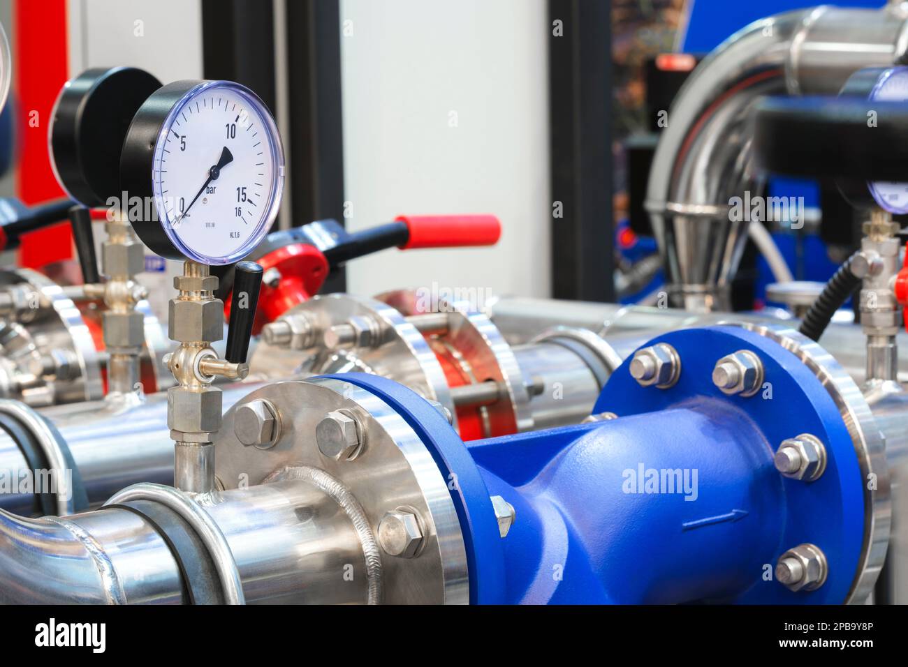 Boiler room gas pressure meter. Industrial concept. equipment of the ...