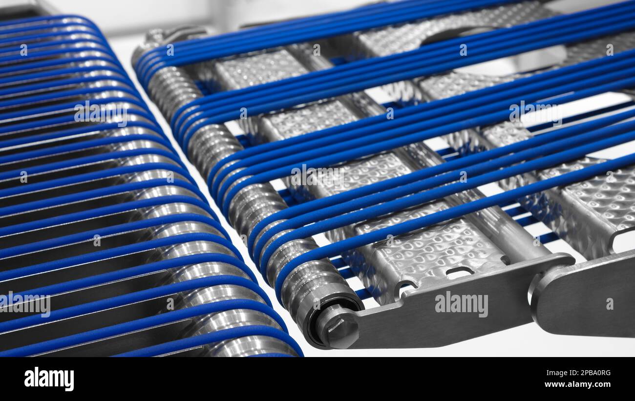 Conveyor belt of production line, part of industrial equipment Stock ...