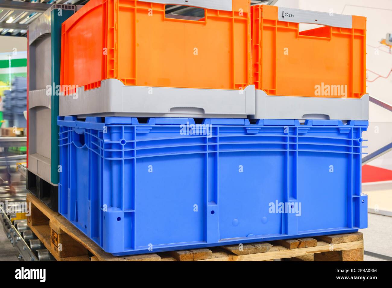 Plastic boxes for warehouse logistic concept Stock Photo - Alamy