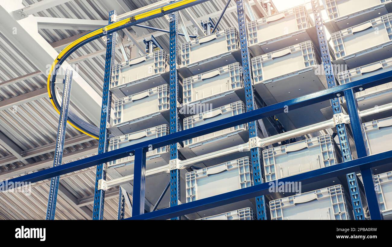 Plastic boxes for warehouse logistic concept Stock Photo - Alamy