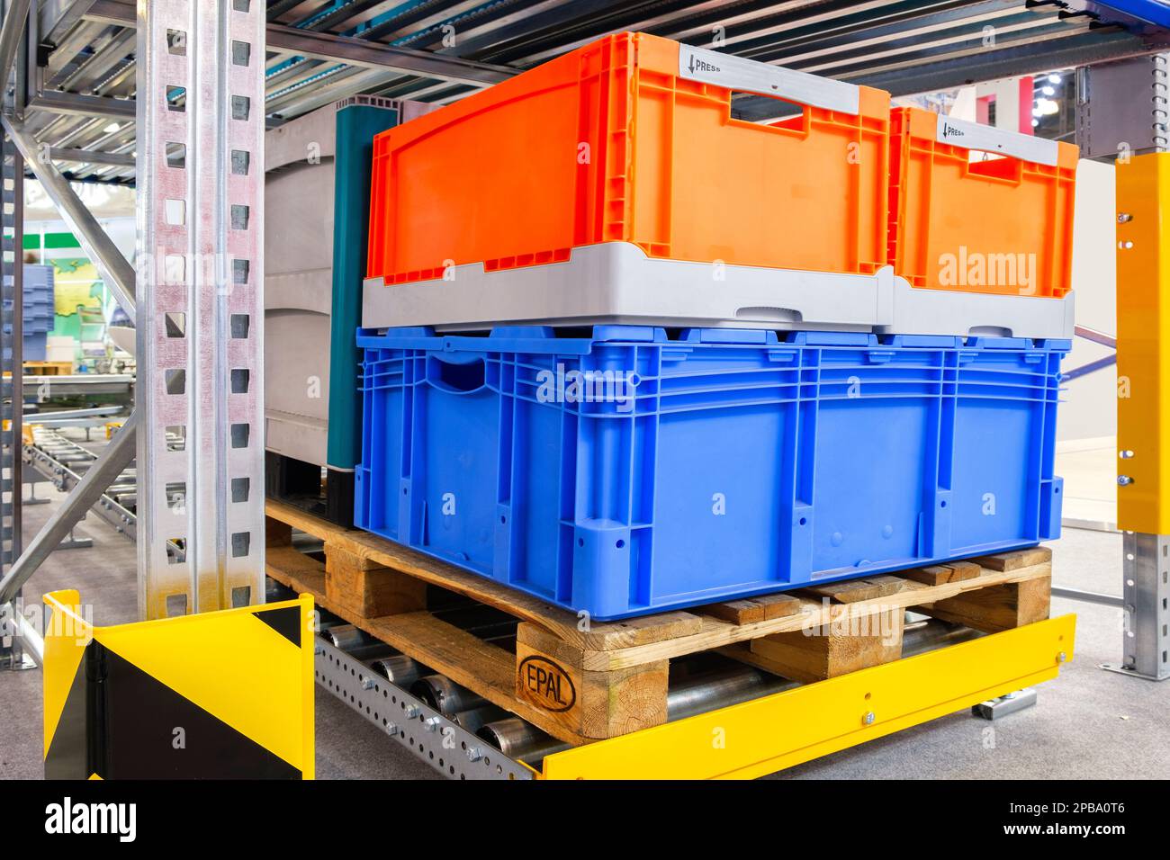 Plastic boxes for warehouse logistic concept Stock Photo - Alamy