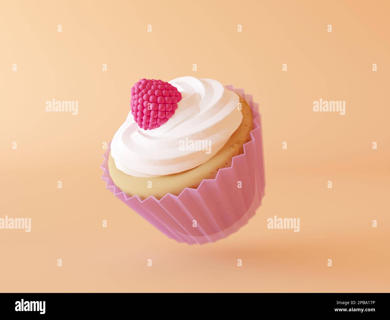 Cartoon Cupcake icon with blueberry. Minimal cake isolated with copy ...