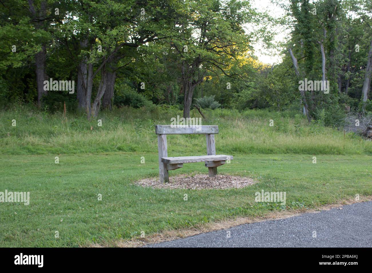 Bench in the park in Ohio Stock Photo - Alamy
