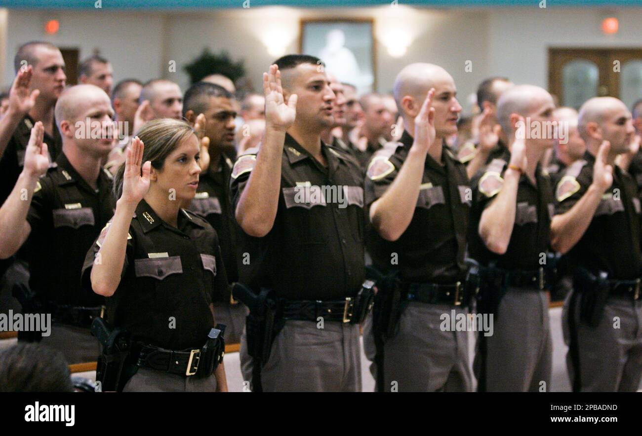 Members of the 57th academy of the Oklahoma Highway Patrol take their ...
