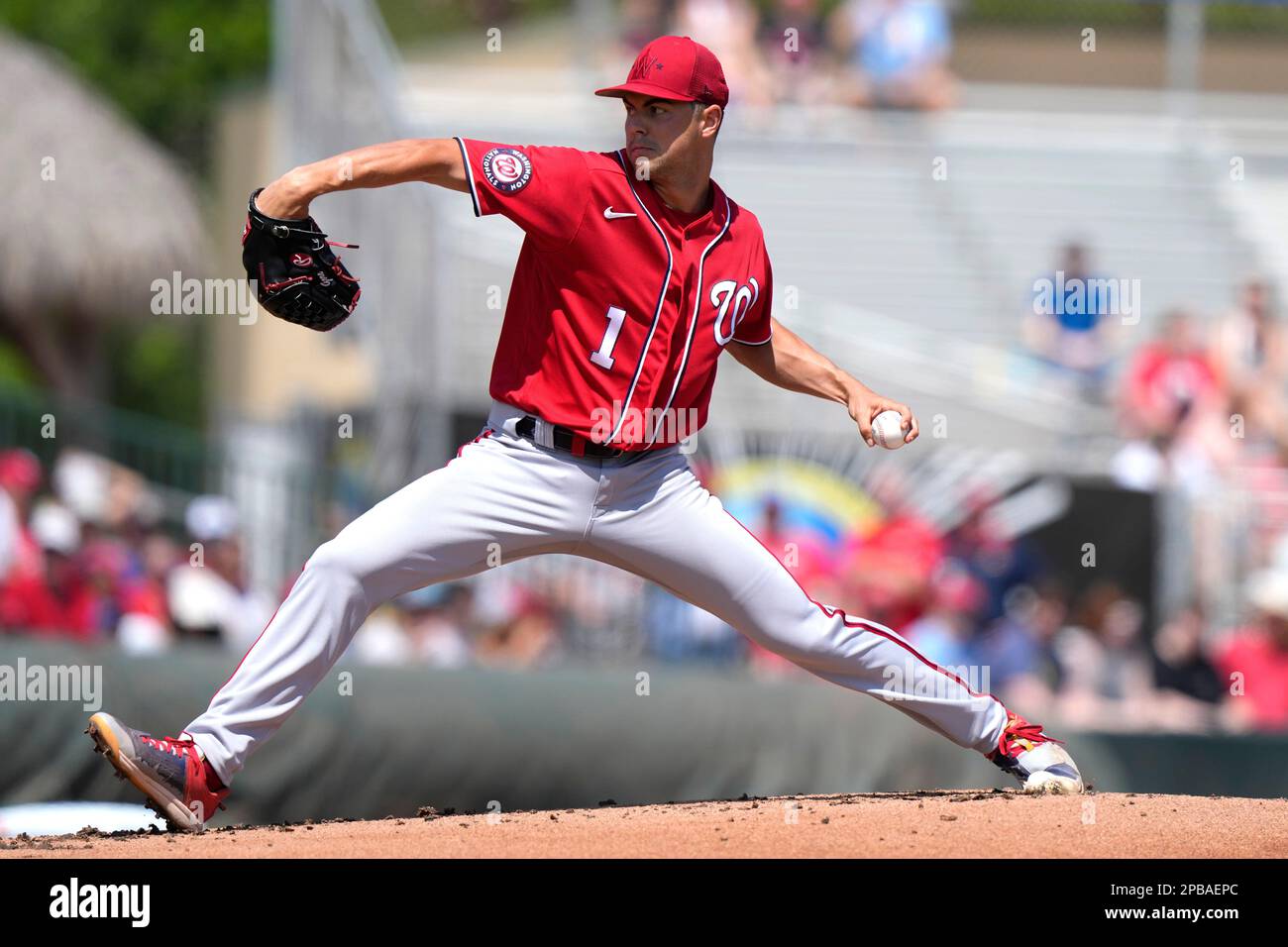 Washington Nationals starting pitcher MacKenzie Gore (1) throws during ...
