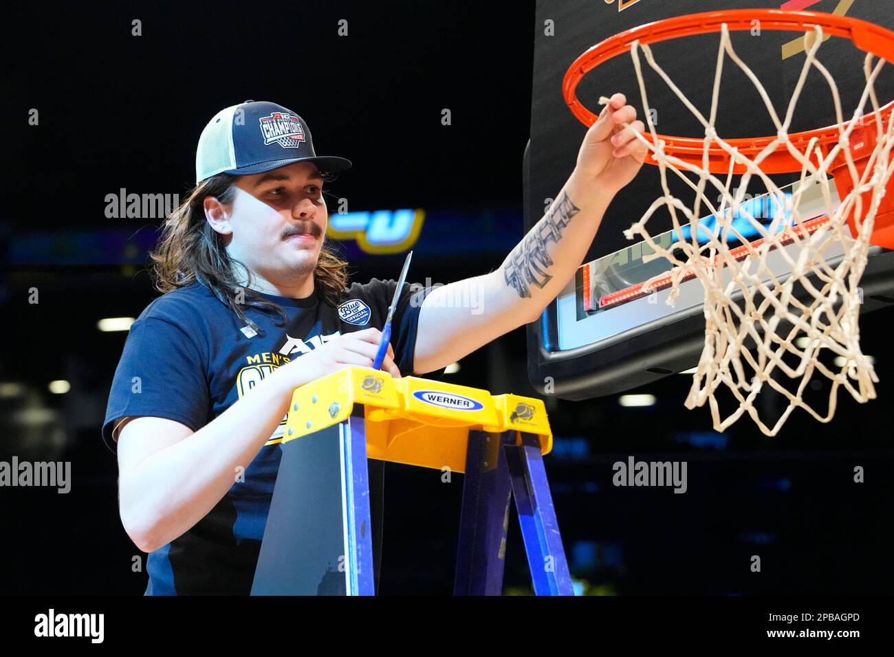 BROOKLYN, NY - MARCH 12: VCU Rams Forward David Shriver (35) cuts down ...