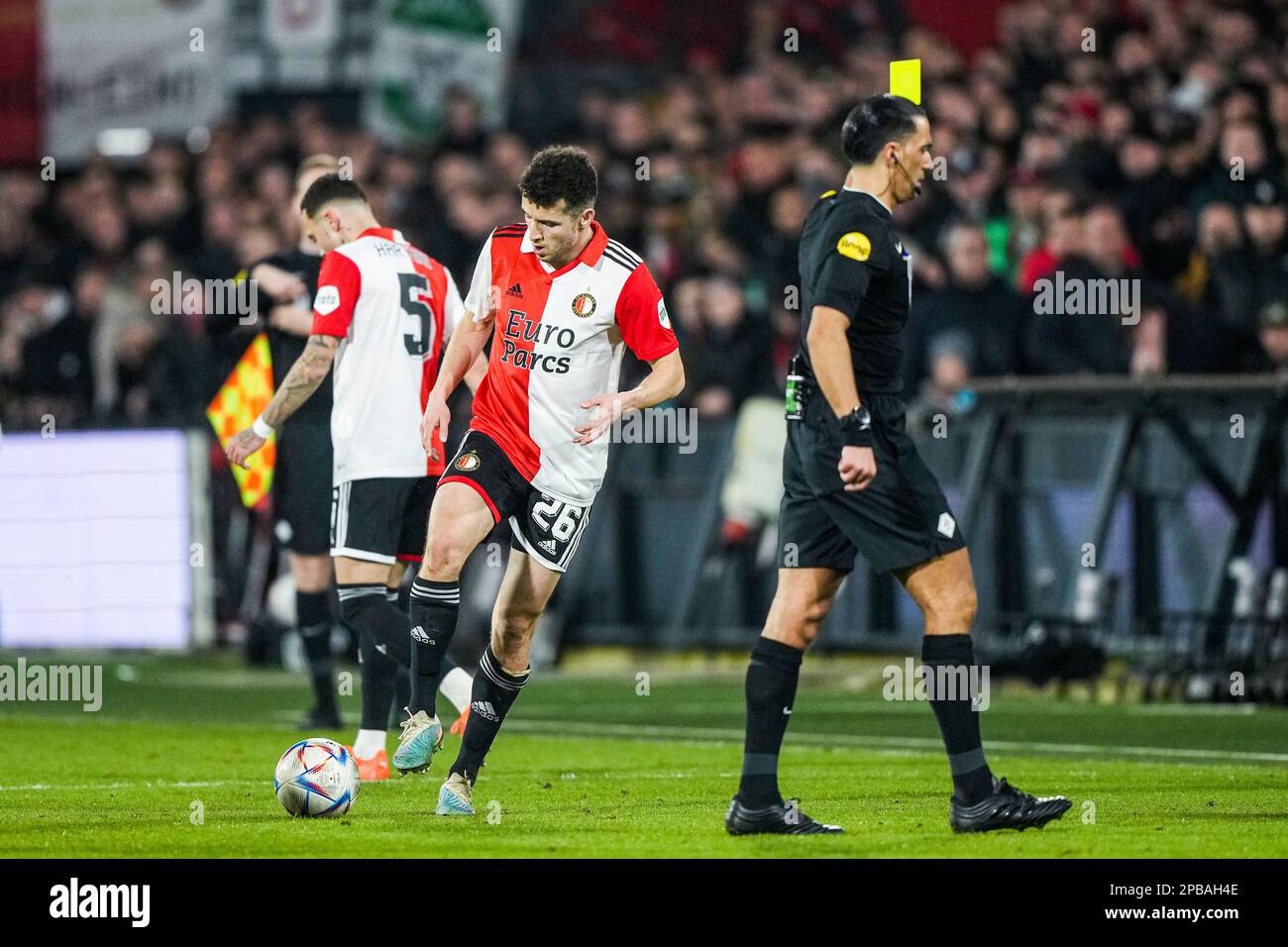 Rotterdam - Oussama Idrissi of Feyenoord, Referee Serdar Gozubuyuk ...