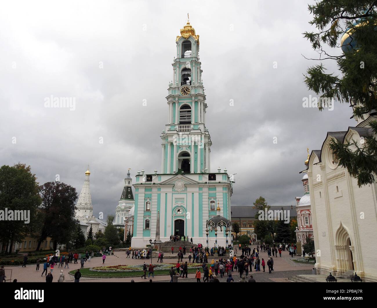 monastery bell tower, Trinity Lavra of St. Sergius, Russian monastery ...