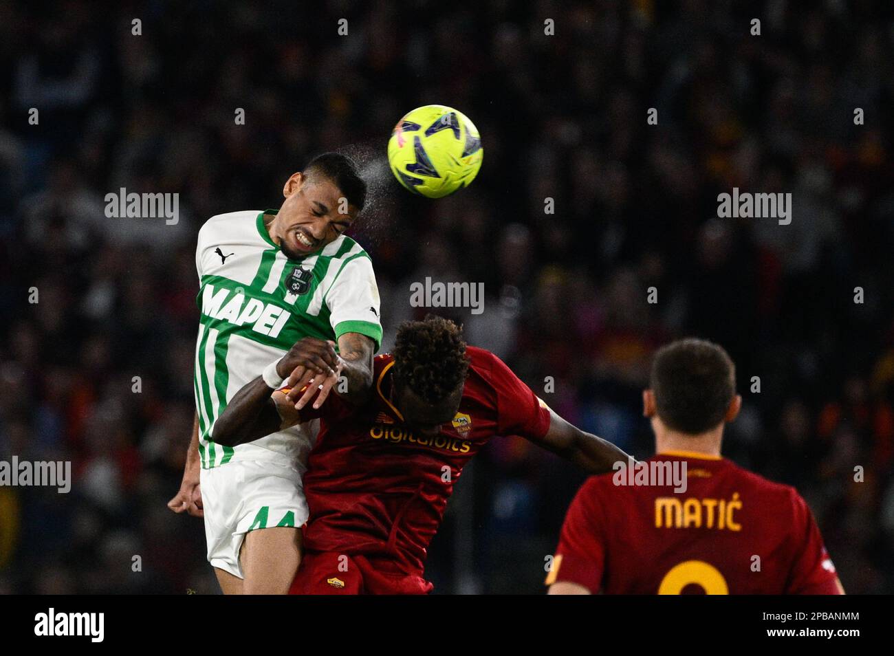March 12, 2023, Rome, Italy: Ruan Tressoldi (US Sassuolo) Tammy Abraham ...