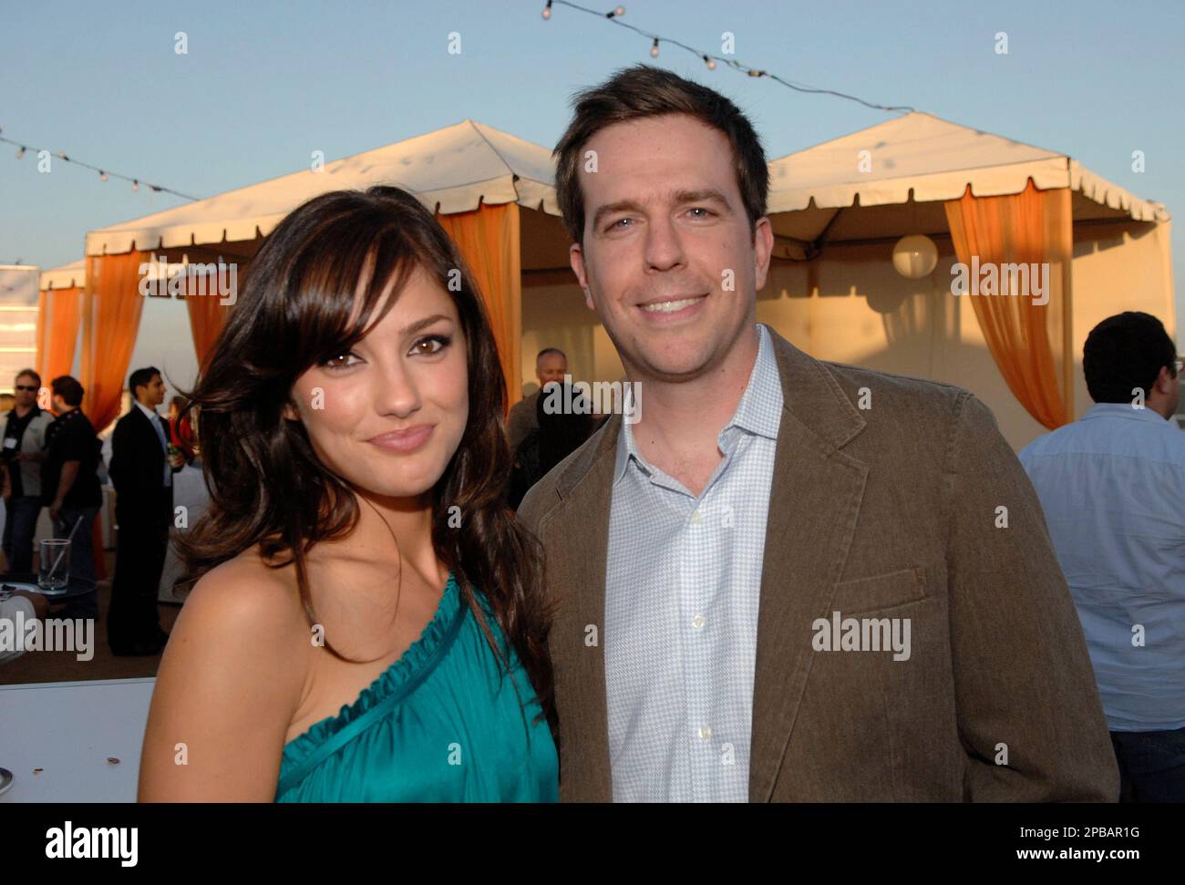 Actress Minka Kelly, left, and actor Ed Helms, right, attend the NBC ...