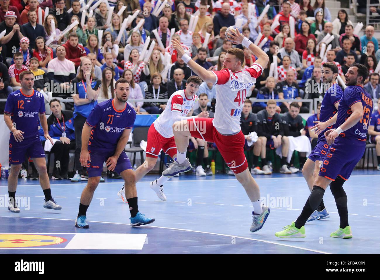 Nikola Grahovac of Croatia in action during EHF EURO 2024 Qualifying ...