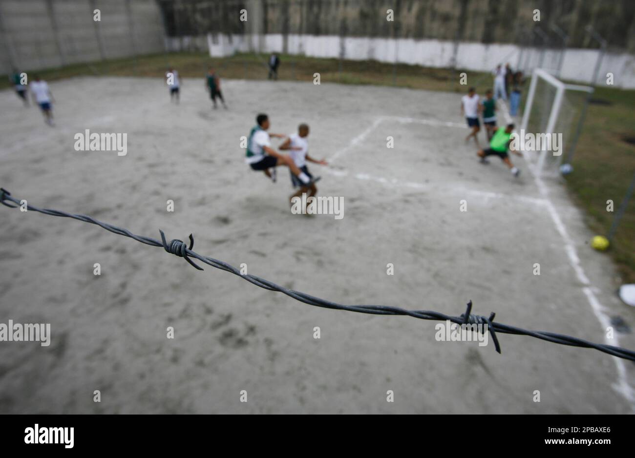 Inmates in Bangu 3 penitentiary complex compete in the final soccer ...