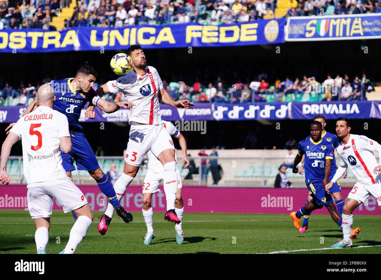 Verona, Italy , March 12, 2023, Pablo Mari' (AC Monza) and Davide ...