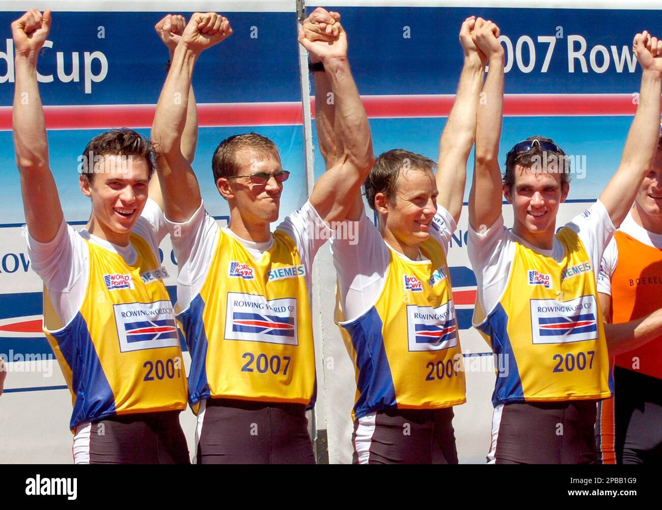 British rowers James Clark, Paul Mattick, James Lindsay-Fynn and ...