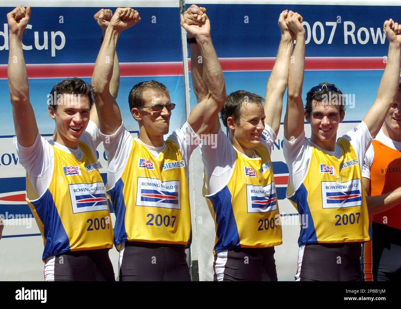 British rowers James Clark, Paul Mattick, James Lindsay-Fynn and ...