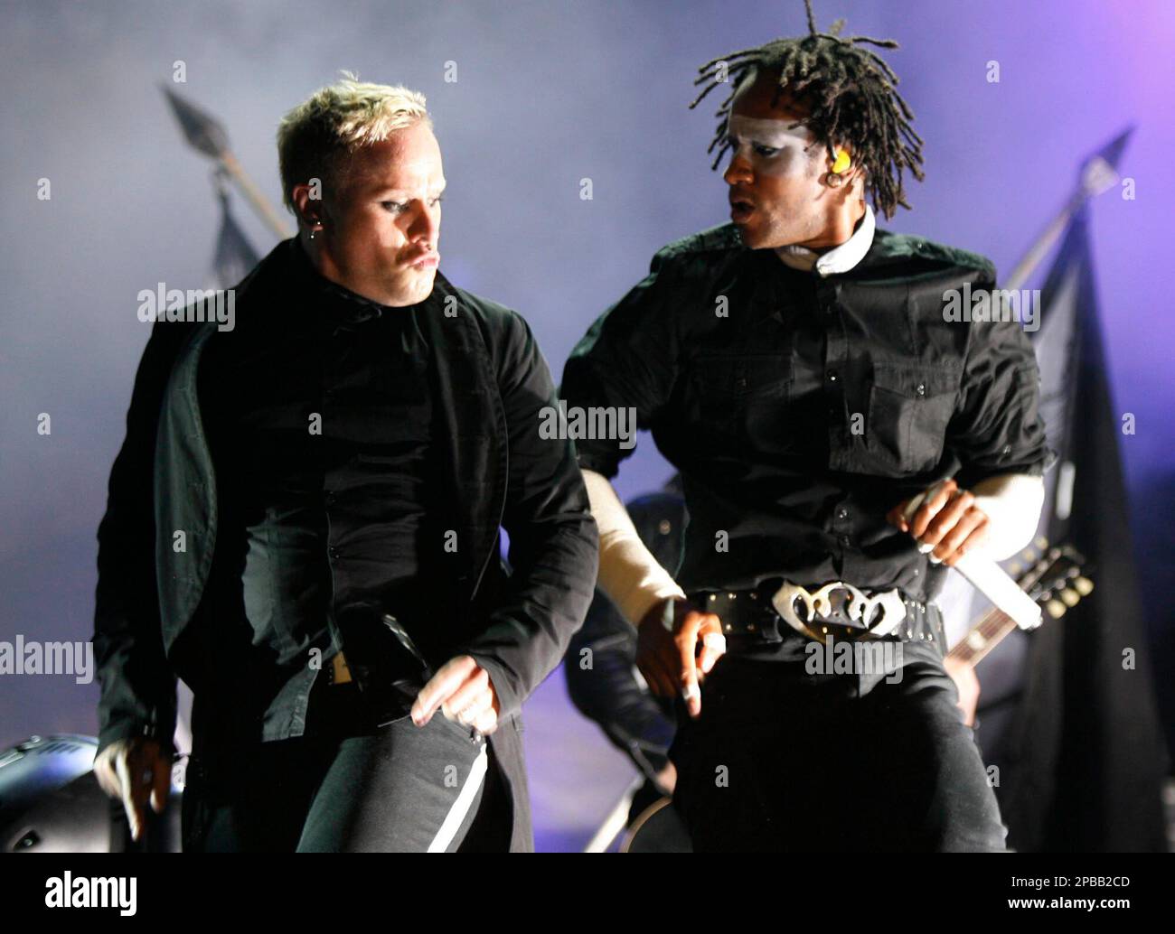 Frontmen Keith Flint, left, and Maxim Reality of British rave band ...