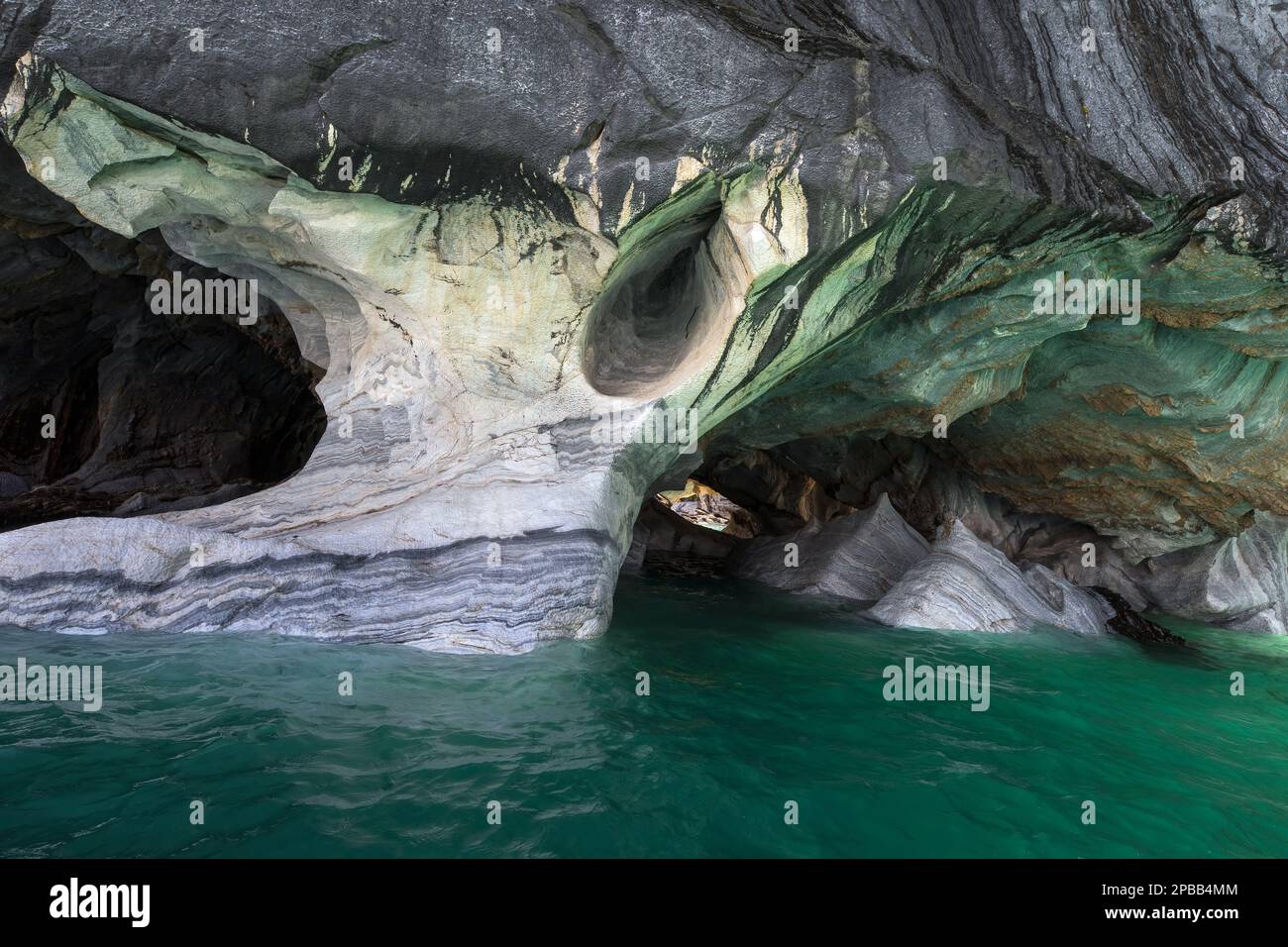 Marble formations, Marble Caves, Lago General Carrera, Patagonia Stock ...