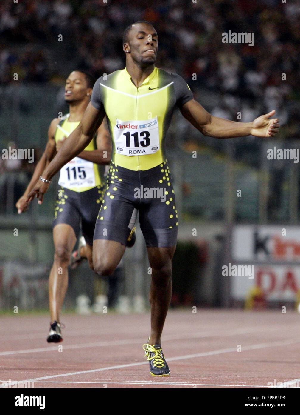 U.S. athlete LaShawn Merritt crosses the finish line to win the men's ...