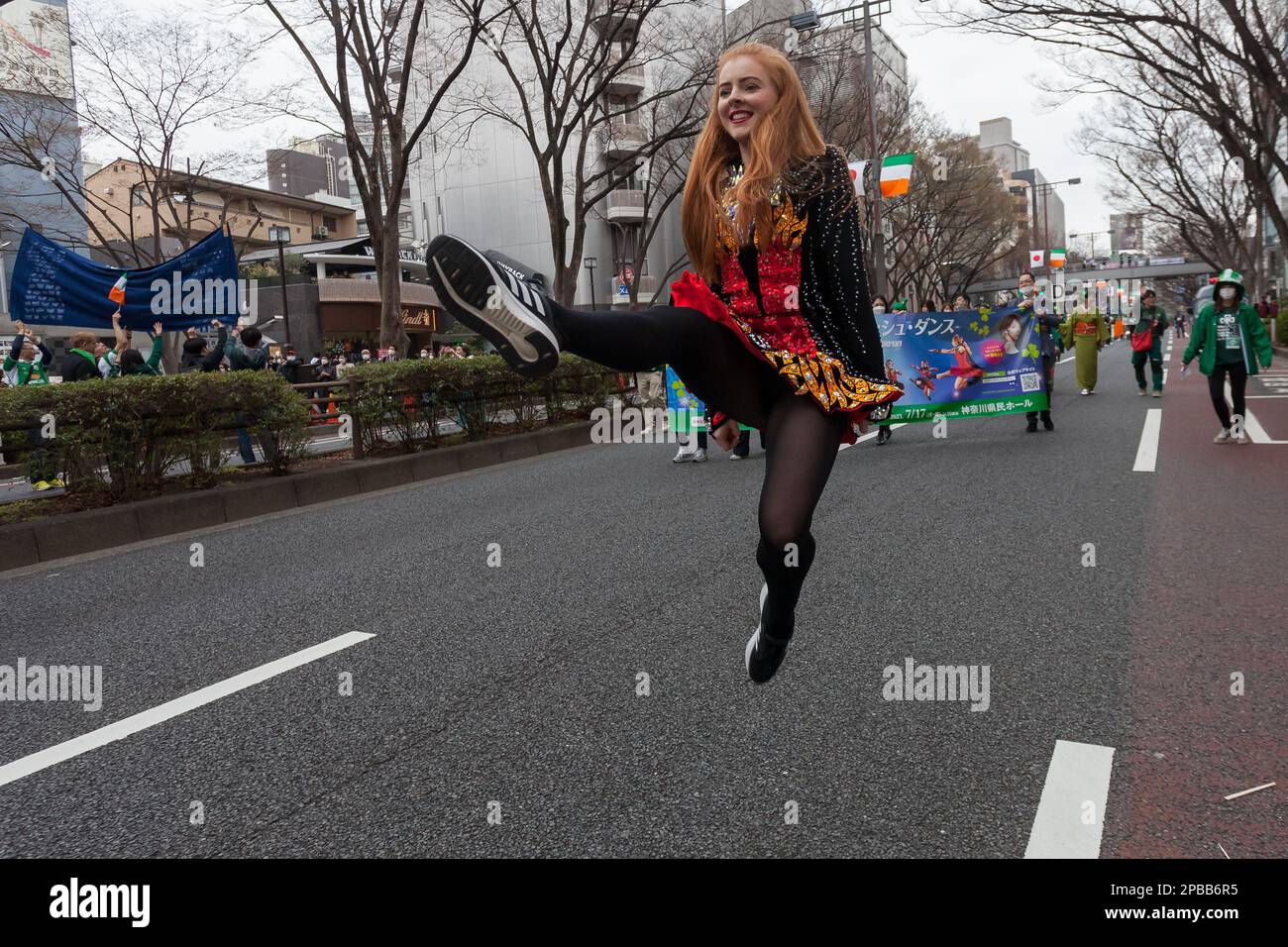 Tokyo, Japan. 12th Mar, 2023. A woman performs traditional Irish dance ...