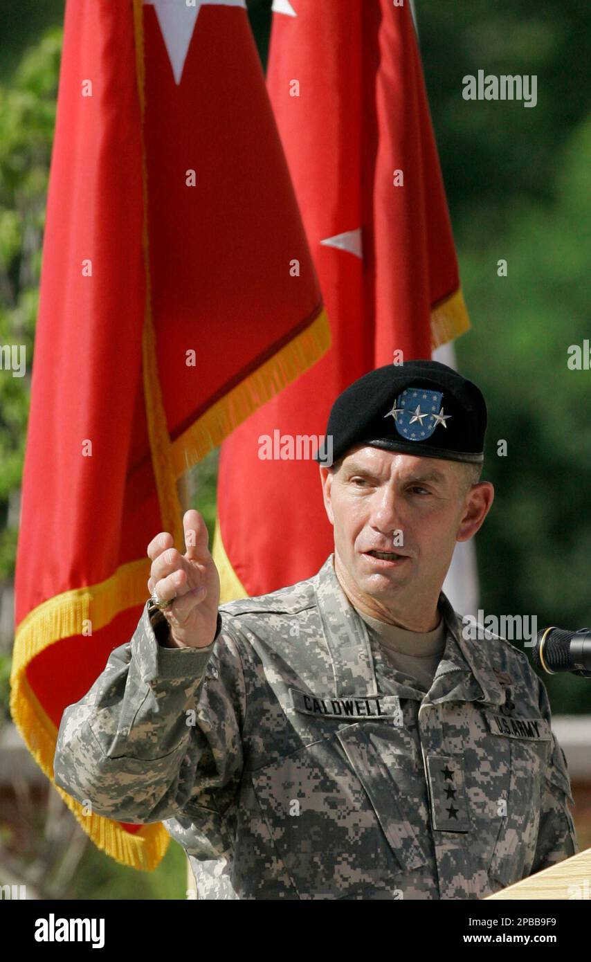 Lieutenant General William Caldwell IV speaks during an Assumption of ...