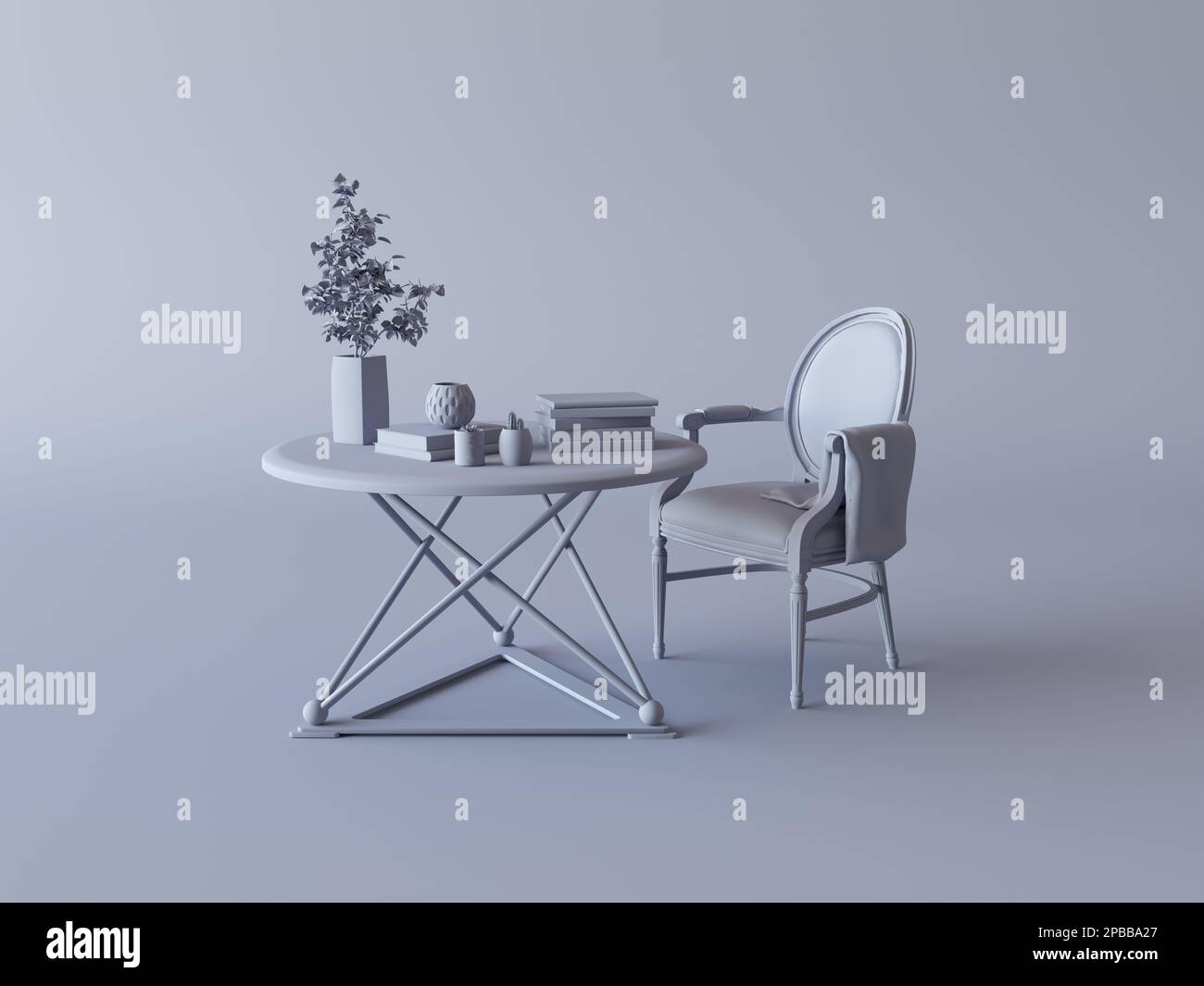 Minimal monochrome interior. Single monochrome armchair and coffee ...