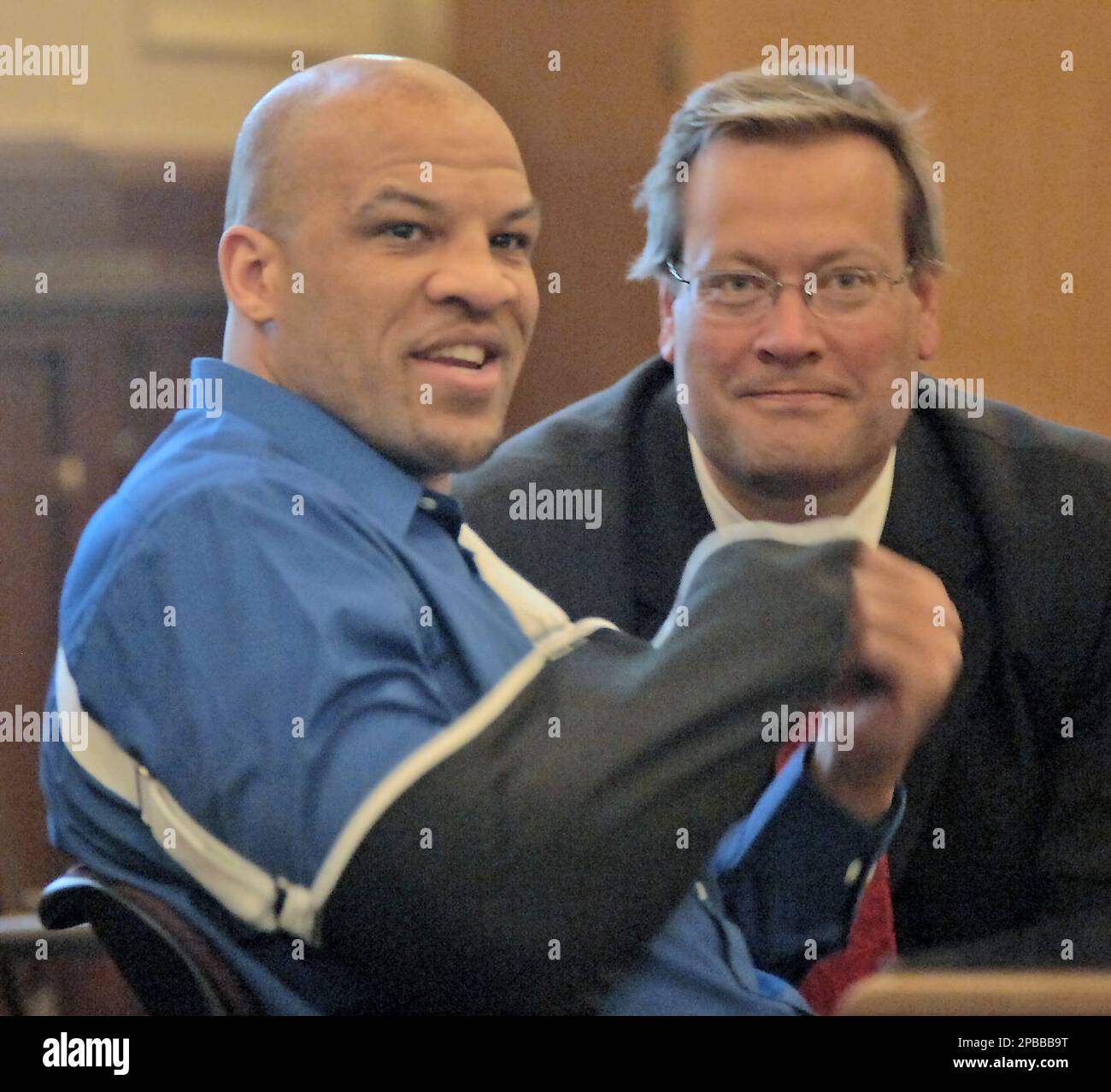 Former Barnes County jailer Moe Gibbs left and his defense attorney ...