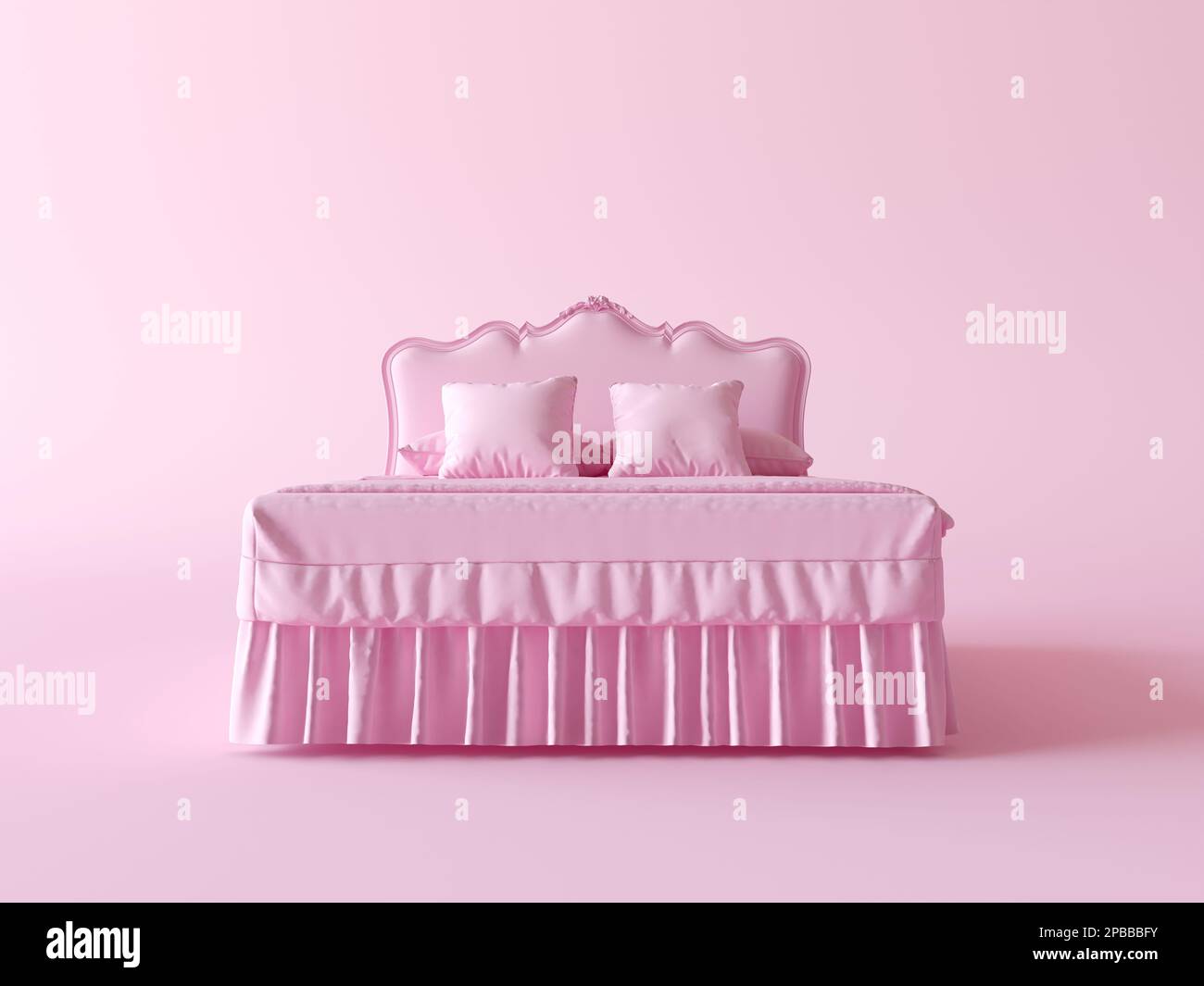 Concept vintage bed pink monochrome composition. Creative minimal paper ...