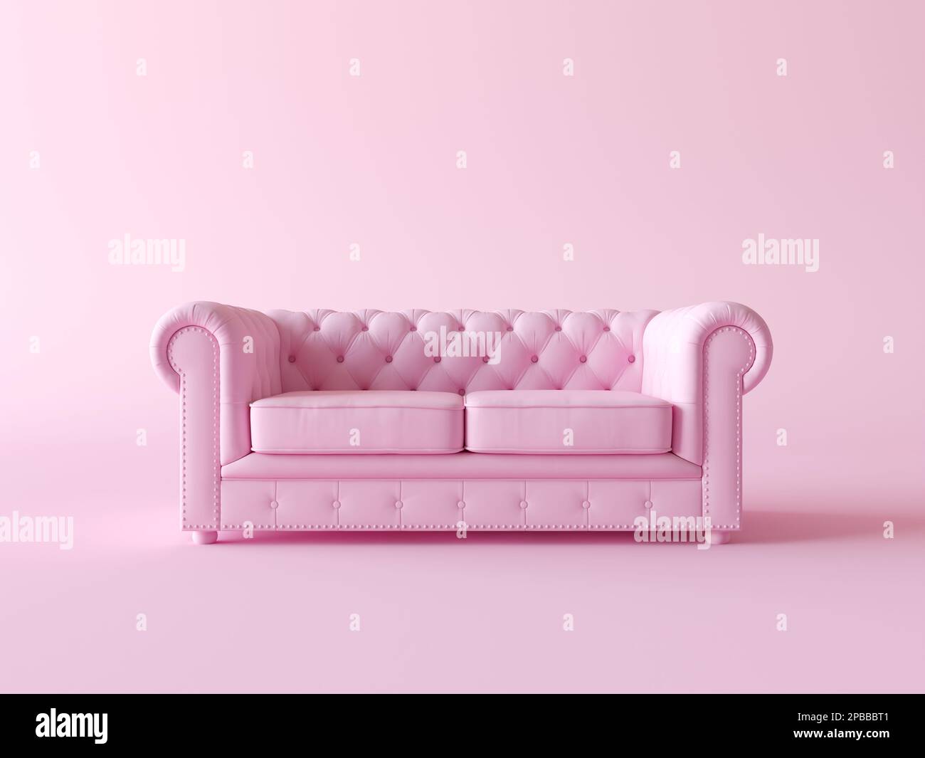 Modern sofa in pink living room. Minimal style concept. pastel color ...