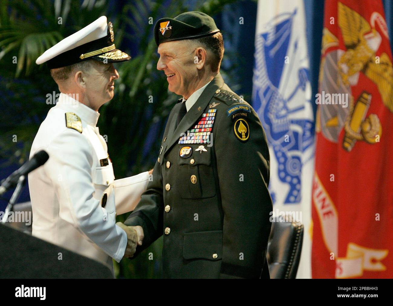 U.S. Navy Admiral Eric T. Olson, left, the new head of the U.S. Special ...