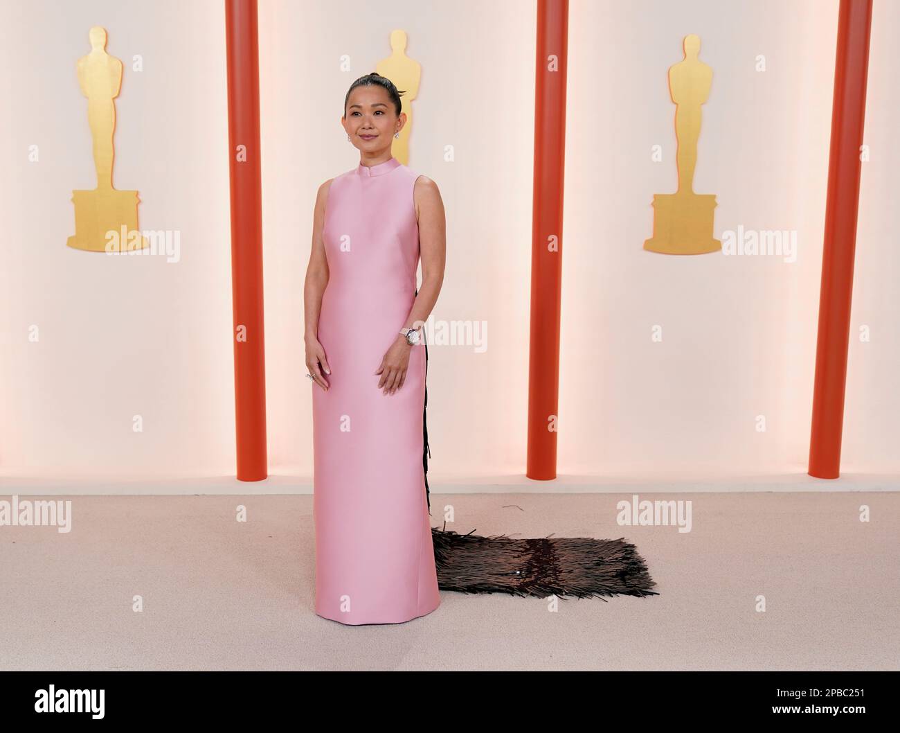 Hong Chau arrives at the Oscars on Sunday, March 12, 2023, at the Dolby ...