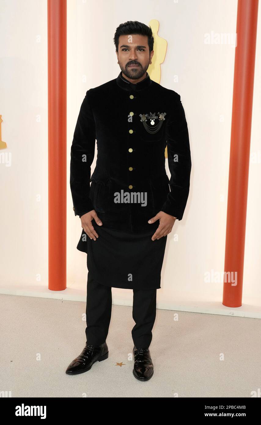 Ram Charan arrives at the Oscars on Sunday, March 12, 2023, at the ...