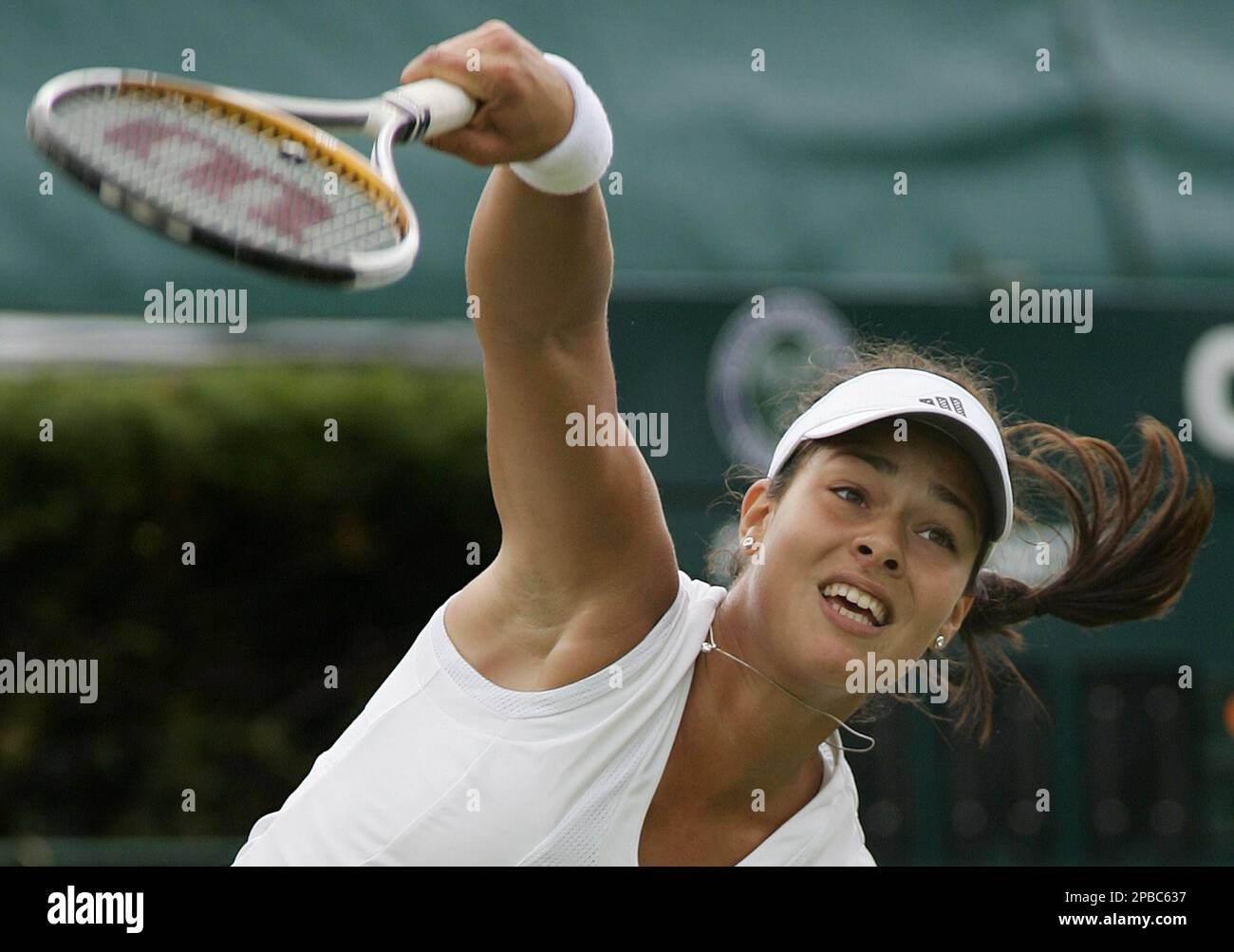 Serbia's Ana Ivanovic serves to Aravane Rezai of France, during their ...