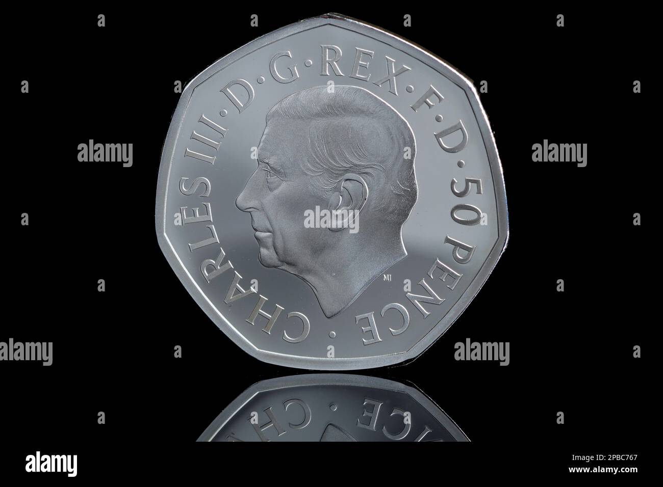 A 2022 50p coin which was the first coin to feature King Charles III ...