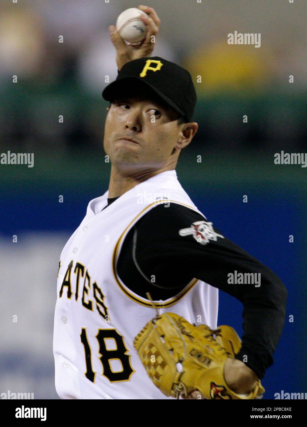 Pittsburgh Pirates pitcher Masumi Kuwata of Japan throws in the ninth ...