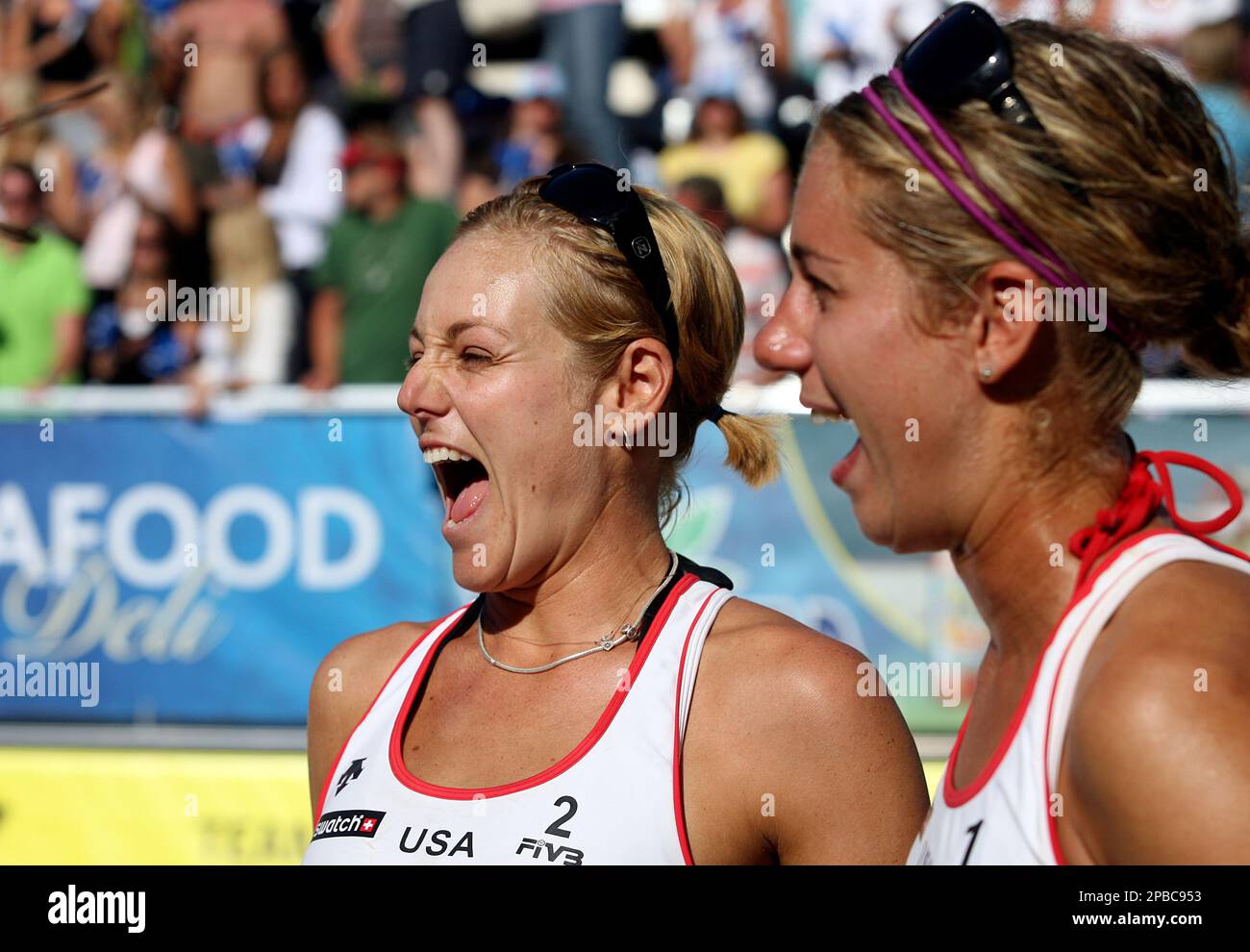 Jennifer Boss and April Ross of the U.S. celebrate after winning ...