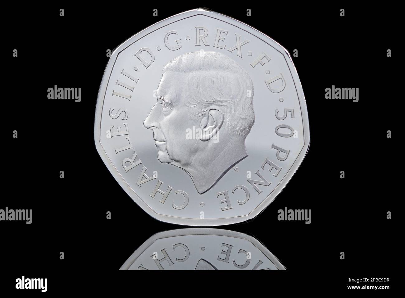A 2022 50p coin which was the first coin to feature King Charles III ...