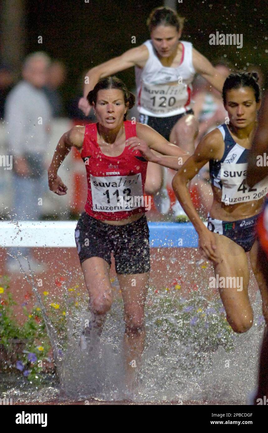 Christine Johansson from Sweden competes in the 3000 meters steeple ...