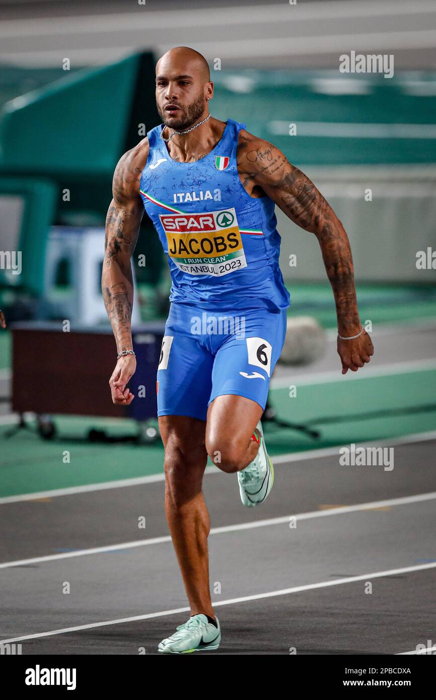 ISTANBUL, TURKEY - MARCH 04: Lamont Marcell Jacobs of Italy competes in ...