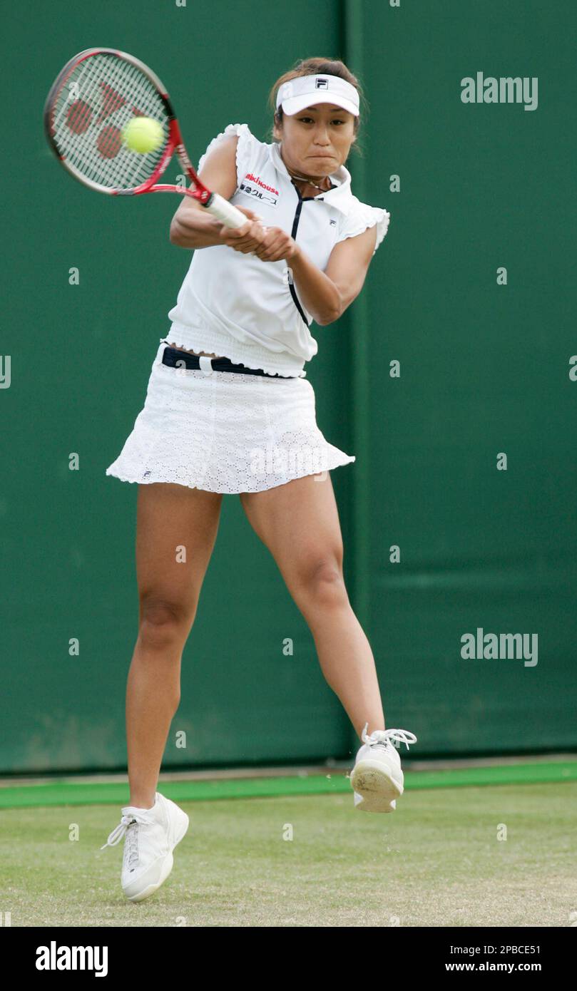 Japan's Akiko Morigami returns to Russia's Dinara Safina, during their ...