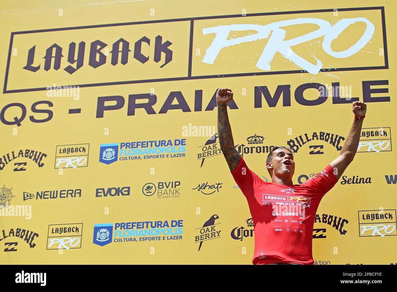 Florianopolis, Brazil, 12th Mar, 2023. Luan Wood, champion celebrates ...