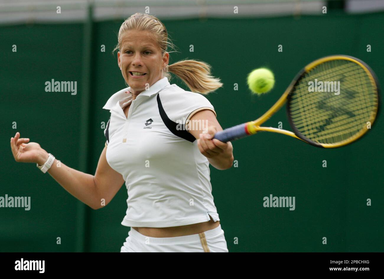 Hungary's Melinda Czink returns to Ana Ivanovic of Serbia, during their ...